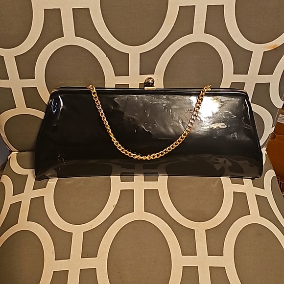 12"×5" | Bags | Vintage 95s Retro Black Patent Leather Clutch Whidden ...